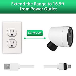 UYODM Power Cable Compatible with SimpliSafe Wireless Outdoor Security Camera,16.5Ft/5m Weatherproof USB Cable Power Your SimpliSafe Outdoor Camera continuously- White