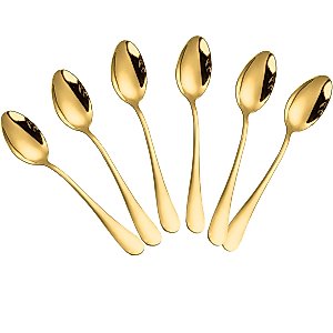 Wesdxc56 Demitasse Espresso Spoons, Mini Coffee Spoon, Stainless Steel Small Spoons for Dessert, Tea,Set of 6 (gold)