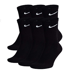 NIKE Dri-Fit Everyday Plus Cotton Cushioned Crew Socks Black/White SX6888-010 (Medium)
