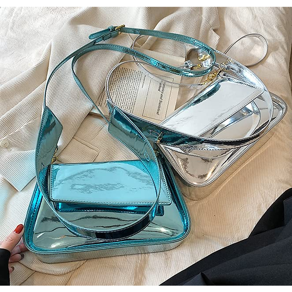 Hobo Bags for Women Patent Leather Tote Shiny Crossbody Bags Satchel Glossy Shoulder Bag Stylish Evening Purses 2023