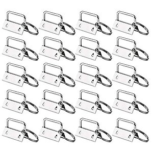 50 Sets Key Fob Hardware Key Fob Keychain Wristlet with Split Ring 1 Inch by HRLORKC