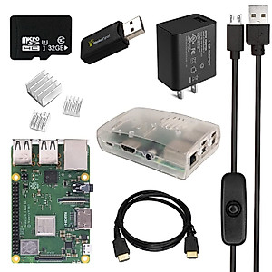 MakerSpot, Raspberry Pi 3 B+ Model B Plus Starter Kit by MakerSpot with 5v3a UL Listed Charger HDMI Cable Heat Sink & 32GB MicroSD Card