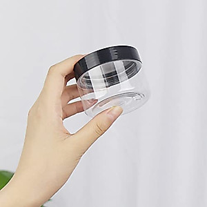 BonyTek Household 4oz Plastic Jars with Lids, 5 Pack BPA Free, Reusable, Refillable Transparent Cosmetic Containers for Bath Salts, Cosmetics, Powders, Beauty Product and Small Accessories