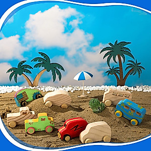 Chivao 12 Pcs Wood DIY Car Toys, Unfinished Wooden Cars, Paintable Wood Toys, Wooden Crafts for Students Home Activities Craft Projects Easy Woodworking(Cute Style)