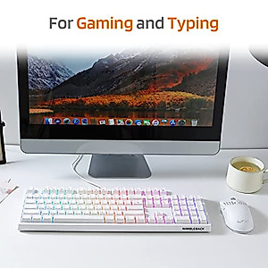 LTC NB1041 Nimbleback Wired Mechanical Keyboard, Hot-Swappable 104Keys RGB Backlit Gaming Keyboard, Red Switch/White