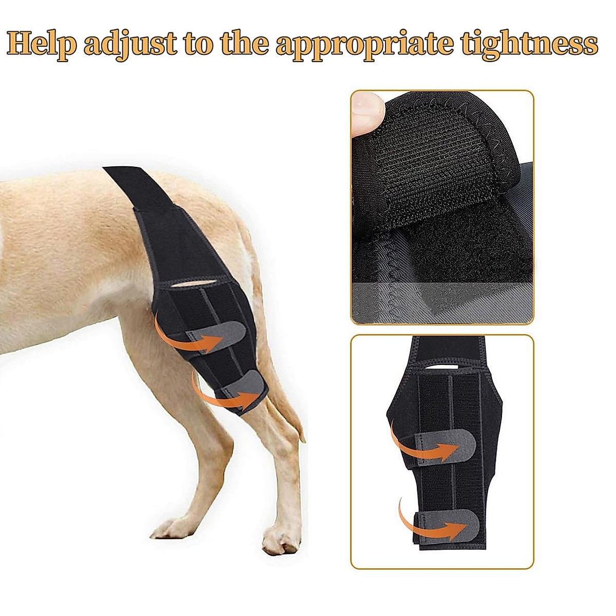 Generic Dog Knee Brace Leg Braces - Dog Canine Knee Stifle Brace Wrap Dog Knee Brace for Torn ACL Hind Leg Joint Pain Muscle Sore Pet Brace Reduces Pain and Inflammation (M), Medium, Black