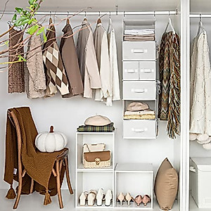GRANNY SAYS Bundle of 1-Pack Hanging Shelf Organizer & 2-Pack Linen Closet Organize Bins