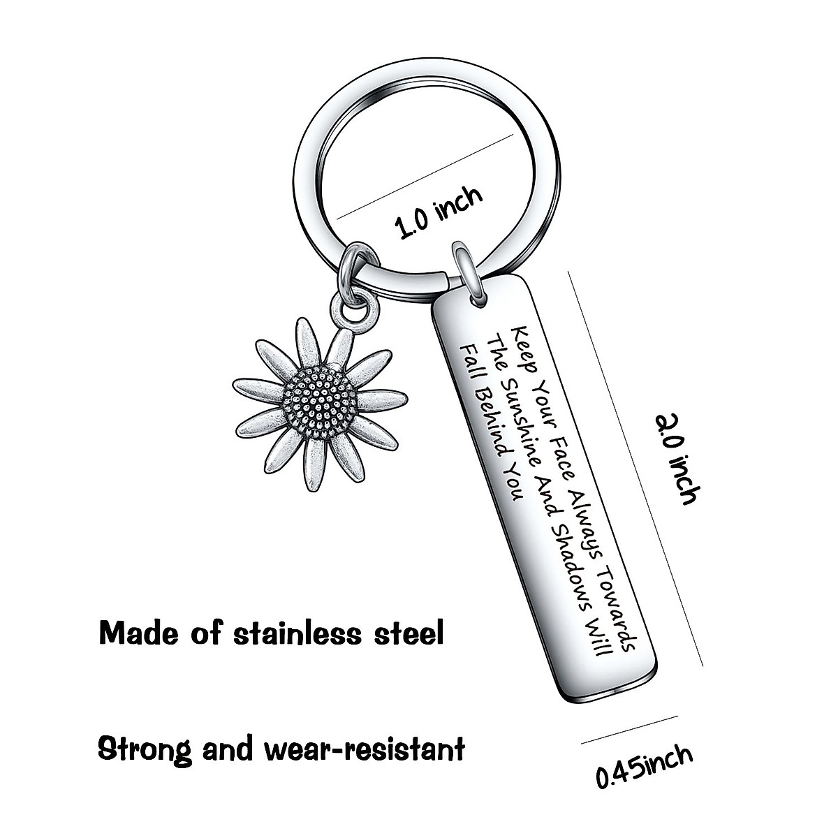 De&ai Sunflower gift daughter keychain Sunflower Positive gift Sunflower lover keychain Inspirational keychain Sunshine keychain Sunflower Motivational keychain