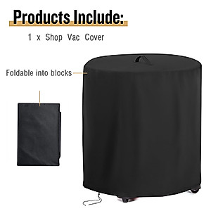 Kingling Cover for Shop Vac, Wet and Dry Shop Vacuum Cleaners Dust Cover Protection for 12-16 Gallon Shop Wet Dry Vacuums Black - 24''D x 26.5''H