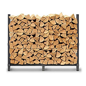 Pilgrim Home and Hearth Pro 60" Rack Outdoor Firewood Log Holder with Cover, Durable Black Powder Coat
