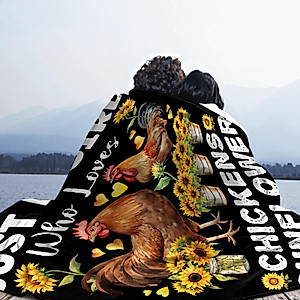 Just A Girl Who Loves Chickens Sunflower Blanket for Girls Sunflower Chickens Gifts for Women Soft Cozy for Couch Bed Sofa Living Room 40x50inches