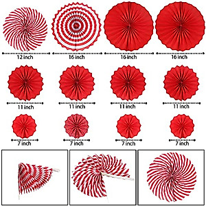 70pcs Valentines Day Red Hanging Paper Fans Decorations - Wedding Bachelorette Party Barbecue Birthday Party Holidays Picnic Circus Carnival New Years Valentines Day Party Photo Booth Backdrops Decorations