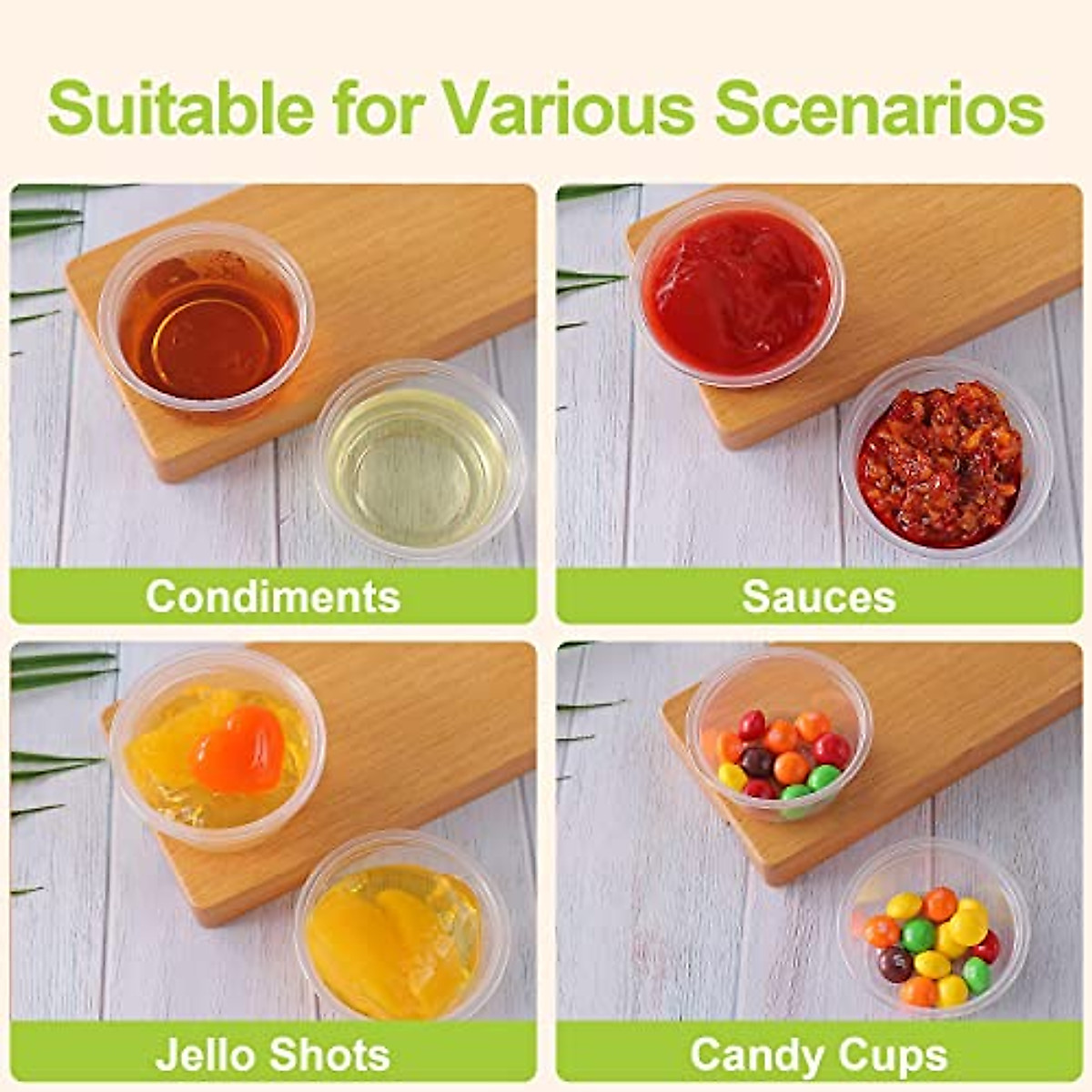 TashiBox Disposable Mini Polypropylene Cups, Portion Cups (No Lids), 200 Count (2 oz)