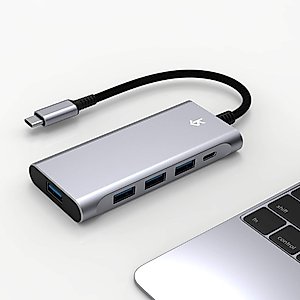 KS USB C Hub, Ultra Slim USB C Adapter with 60W USB C Charging Power Delivery 3.0, 4 USB 3.0 Ports (5Gbp/s) Data Transfer Hub Compatible for Laptop & More Type C Devices