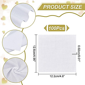 NBEADS 100 Pcs 100% Cotton Fabric, White Precut Square Fabrics 4.96x4.8 Inch Embroidery Fabric Cross Stitch Cloth Cotton Aida Fabric for Embroidery Quilting Tie-dye Hand Painting Sewing