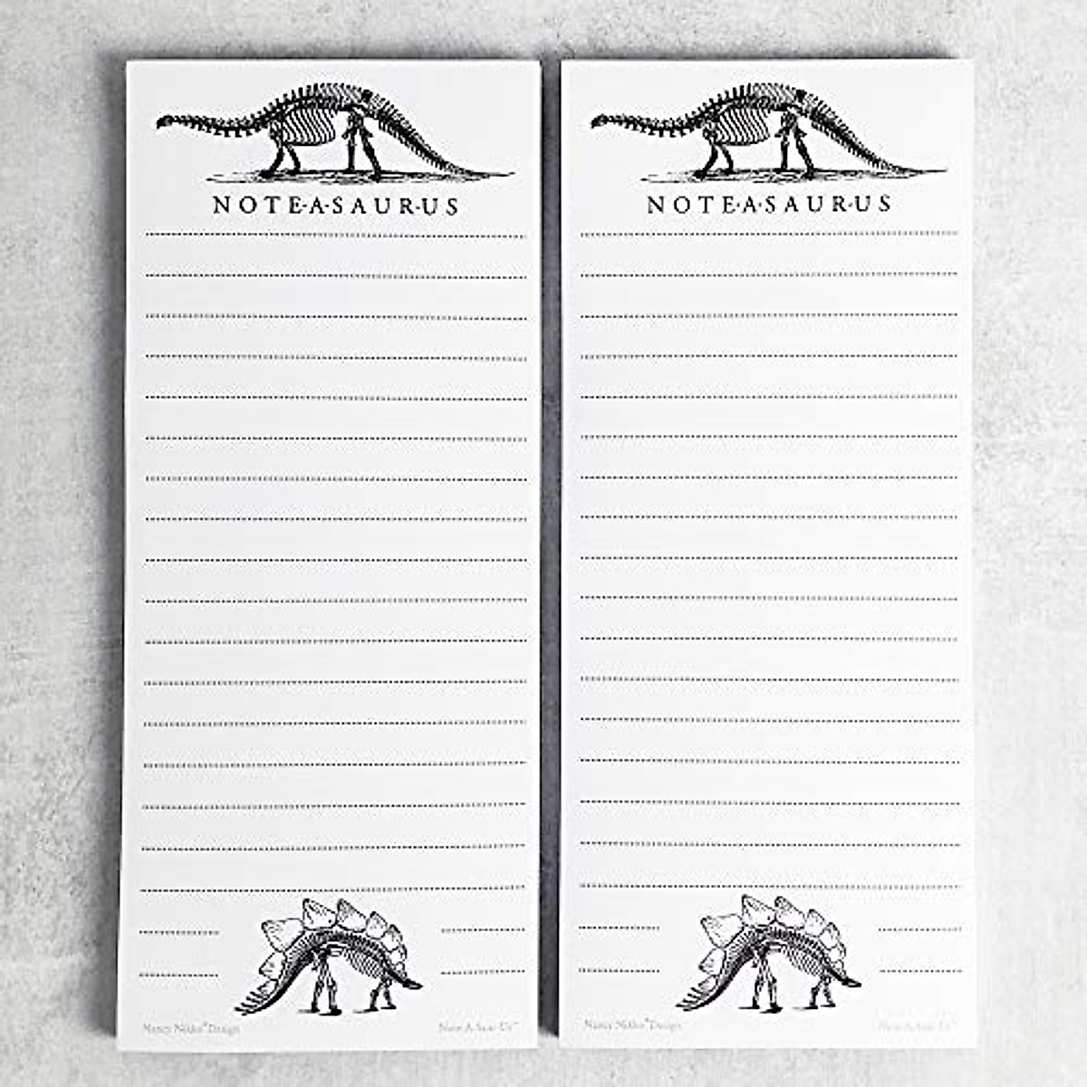 Nancy Nikko Dinosaur (Bones) Refrigerator Notepads, NOTE-A-SAURUS - Set of 2 Pads - Notes, To Do List, Grocery List