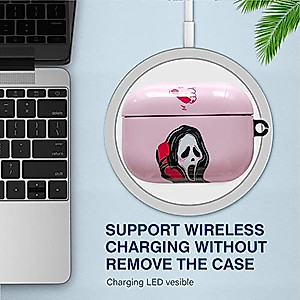 Cartoon Cool Scream Ghost AirPod Pro 2nd Generation case(2022),Unique Funny Fun Skull Design Horror Scary,with Keychain Clip Carabiner and Lanyard,Compatible with Apple AirPod Pro 2nd