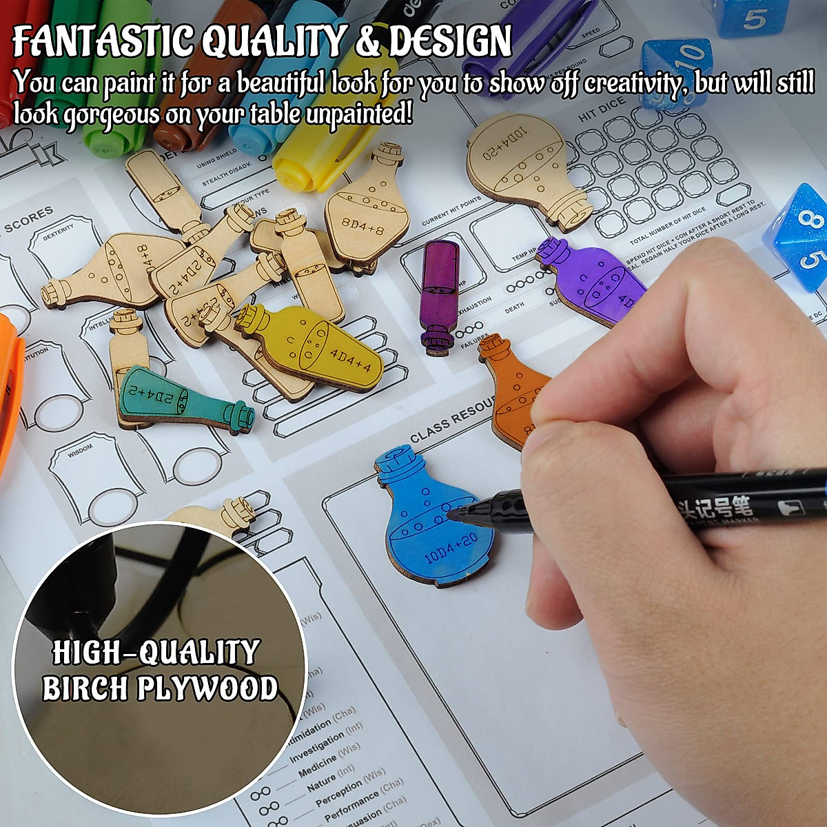 Healing Potion Tokens Set of 21 Wood Laser Cut and Etched DND Accessories for Dungeons and Dragons 5th Edition