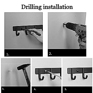 JWZQ Heavy Duty Coat Hooks for Wall Mounted, with 8 Single Hooks, Entryway Hat Rack for Belt, Scarves, Coffee Mug, Umbrella, Key Hooks, 60cm/24