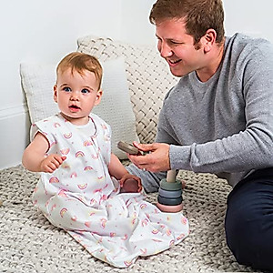 HALO Sleepsack, 100% Cotton Wearable Blanket, Swaddle Transition Sleeping Bag, TOG 0.5, Sunshine Rainbows, Large