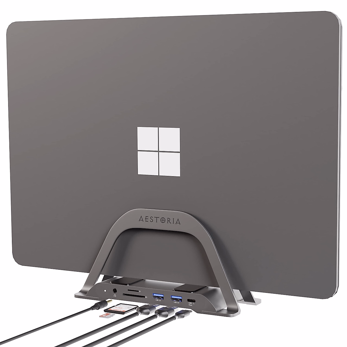 Aestoria Windows USB C Docking Station Dual Monitor - 10 Ports with 2X HDMI, 2X USB 3.0, 1x USB-C (100W PD), and Ethernet Ports. Universal Laptop Docking Station for Dell, Lenovo, HP, and MacBook