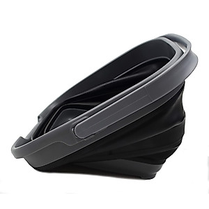 SAMMART 10L (2.6 Gallon) Collapsible Rectangular Handy Basket/Bucket (Grey/Black (Set of 2))