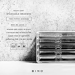 BINO THE MANHATTAN SERIES Acrylic Makeup Drawer Organizer- 5 Drawers | Clear Beauty Organizers and Storage| Cosmetic & Makeup Drawer| Home Organization| Jewelry & Vanity Accessories Drawers