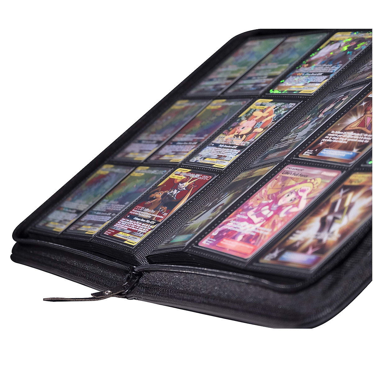 TopDeck 500 Card Ringless Zip Binder Pro - 9-Pocket Pages Side Load Sleeve TCG Storage Portfolio, Compatible with Pokemon, Yu-Gi-Oh, One Piece, MTG, Comic Trading Collectible Cards - Black