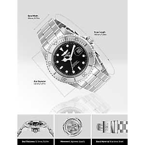 Invicta 40mm Men's Pro Diver Black Dial Silver Tone Stainless Steel Watch 34022