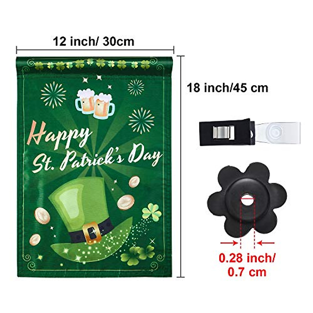 Chuangdi Happy St Patricks Day Garden Flag Spring Double Sided Saint Patty's Day Flag House Yard Shamrocks Flag for Terraces Porches Yards Holiday Decor Gifts (12 x 18 Inch)