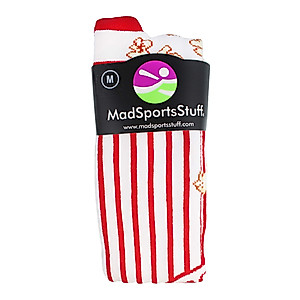 MadSportsStuff Popcorn Socks Over the Calf Length (White/Scarlet, Small)