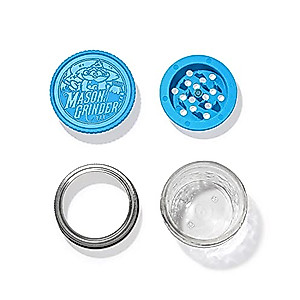 2 Piece Herb Grinder with Holes by Mason Grinder - Small Mouth - Fits on Regular Mason Jars (Jar Not Included)
