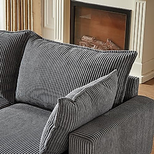 FANYE U-Shaped Oversized Free Modular Storage Sectional Sofa Soft Corduroy Upholstered Deep Seat Lounge Sofa&Couch Convertible Sleeper Couch Bed W/2 Pillows for Living Room/Downstair