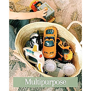 French Market Basket Bag | Handmade Moroccan Seagrass Baskets | Wicker Basket for Beach, Laundry, Toy, Blanket, Storage, Baby, or Picnic, Premium Bundles (Small, Medium, Large, XL) by purifyou