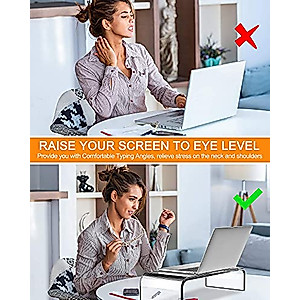 Clear Monitor Riser, Acrylic Computer Stand 20 inch - Sturdy 50LB Max - Promote Pain Relief Posture & Free Up Cluttered Space with TV, Laptop & PC Computer & Desk Storage Organizer Stand Riser