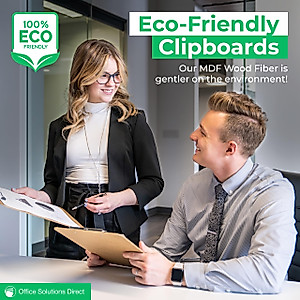 Office Solutions Direct Clipboards with Low Profile Clip (Set of 10) - Wood Clipboards Bulk 10 Pack, Heavy Duty Clipboard, Bulk Classic Clipboards for Classroom, Calendar Office Clipboard Stand up