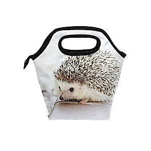 senya Lunch Bag Hedgehog Printed Neoprene Tote Reusable Insulated Waterproof School Picnic Carrying Gourmet Lunchbox Container Organizer For Men, Women, Adults, Kids, Girls, Boys
