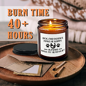 kdqua Dog Horse Lovers lavender Scented Candles, Dog Memorial Gifts, Pet Loss Sympathy Gifts for Women Girls, Dog Mom Gift, Horse Rider Custom Horse Gifts for Girlfriend Soy Wax Amber Jar Candle