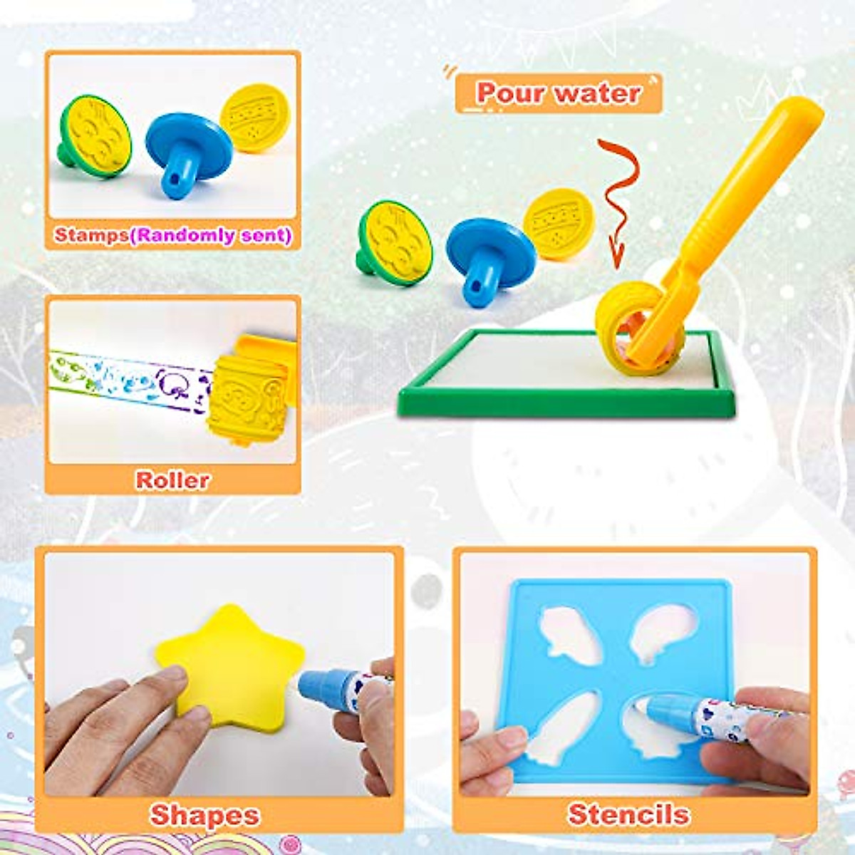 Ayeboovi Toddler Toys Water Drawing Mat Toy for 3 4 5 Year Old Girl Magic Toddler Painting Kit