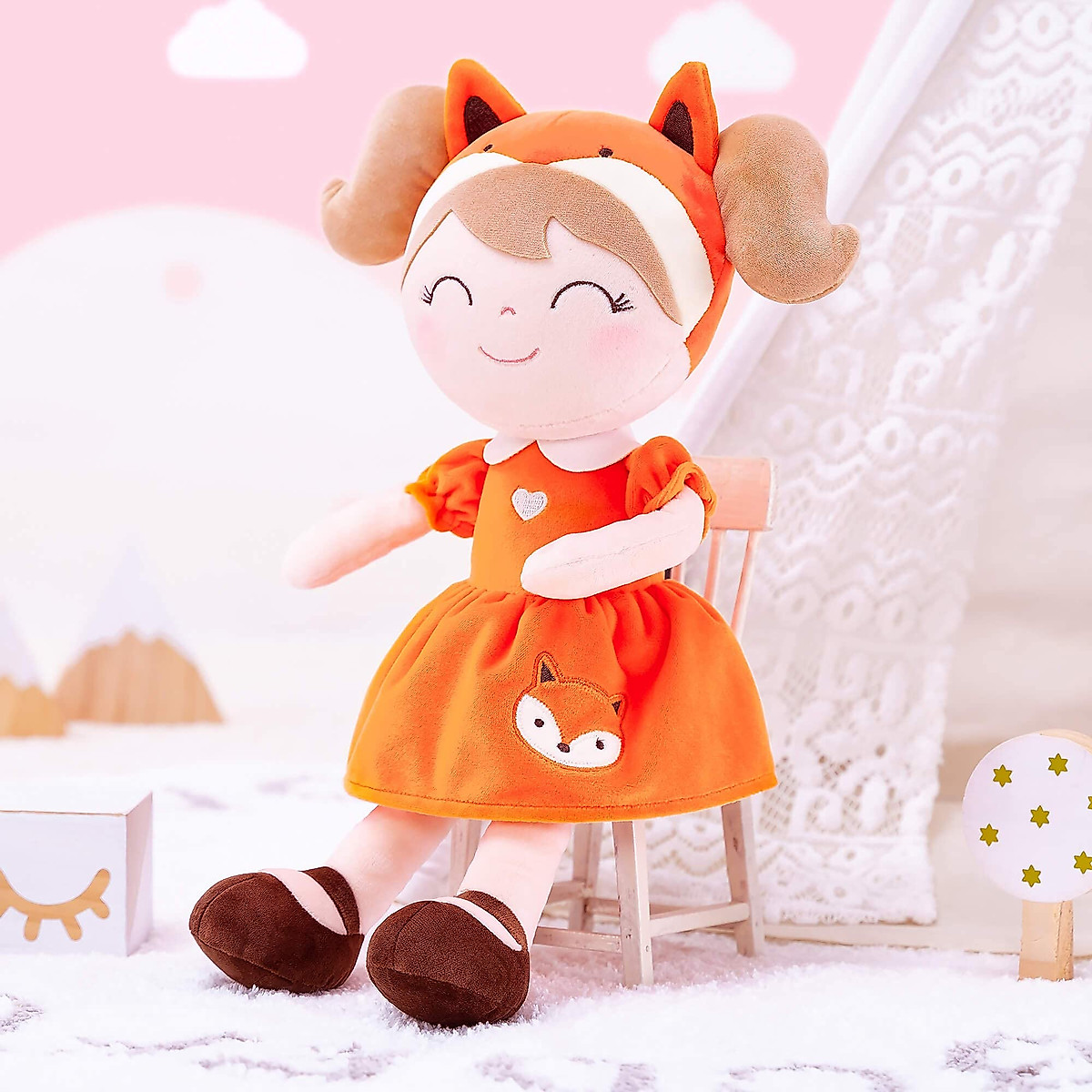 Gloveleya Dolls Baby Plush Toy Girl Toys Girl Gifts First Baby Doll Soft Toys Plush Fox Toy 15" with Gift Bag