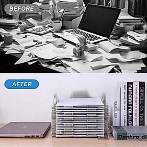 AUKUS Stackable Paper Organizers - Durable and Sturdy File Trays for Desk, Transparent Design - Ideal for Office, School, Home - A4 Size, 24 Pack