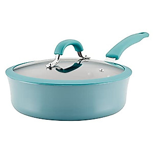Rachael Ray Cook + Create Nonstick Sauté Pan with Lid, 3 Quart, Agave Blue
