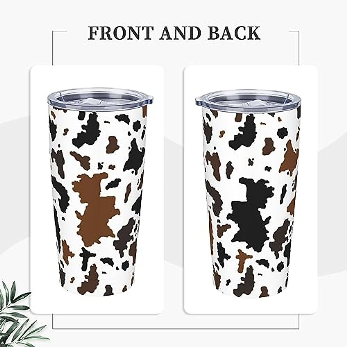 Kaireno Cow Print Tumbler Abstract Cows Stainless Steel Insulated Tumblers with Lid Straw Reusable Animal Skin Coffee Travel Mug Tea Drinking Water Wine Smoothie Cups Gifts for Women 20 Oz