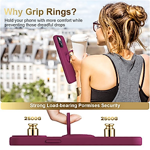 CHEZEAL Compatible with iPhone 14 Pro Max Case 6.7inch,[Bulit-in 360° Rotatable Ring Stand][Anti-Scratch Soft Microfiber Lining] Liquid Silicone Shockproof Phone Case for iPhone 14 Pro Max - Wine Red