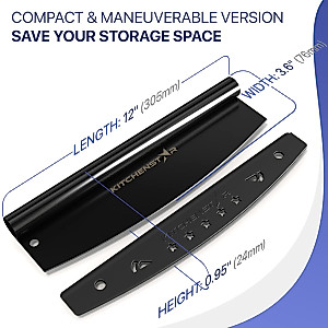 KitchenStar Pizza Stone for Oven and Grill 12 inch + Pizza Cutter Rocker 12" Black - Pizza Making Set Bundle - Premium Pizza Oven Accessories and Tools