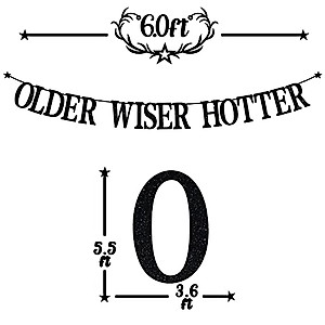 Glitter Older Wiser Hotter Banner, Death to My Youth 30th Birthday Banner Decorations, Funny 30th Birthday Party Decorations for Women (Black)