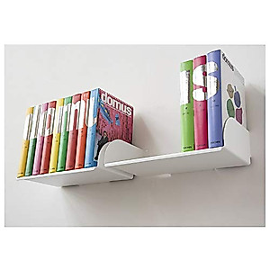 TEEbooks Bookshelf - Set of 2 Shelves - Steel - White - 45 x15 x 25 cm - for Large Format Books, Comics, Art Books
