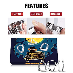 16 Pcs Halloween Cookie Cutters Large Fall Set with Decorating Instructions Stainless Steel Pumpkin Witch Hat Cat Bat Skull Ghost Spider Broom And More