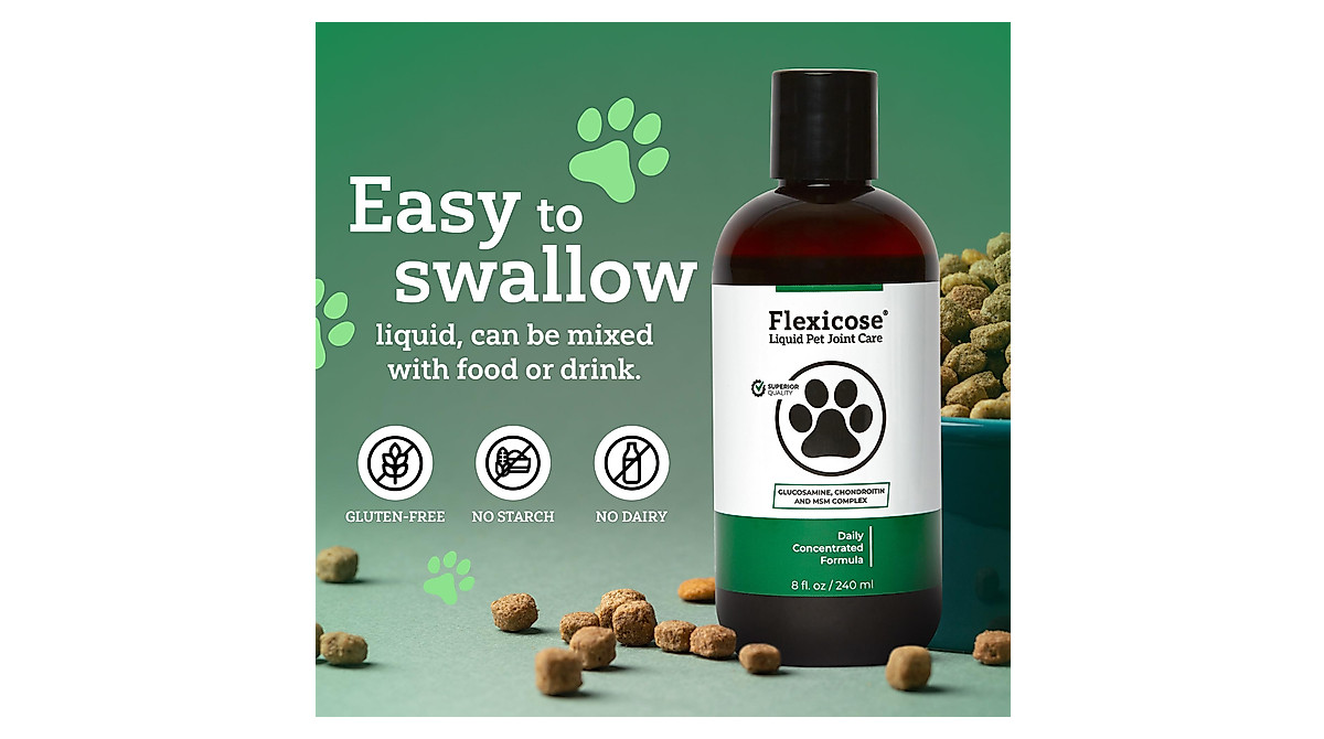 Pet Flexicose Dog Joint Support Liquid - Natural Hip Care for Pets