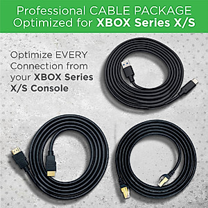 BrightOn Optimized Cable Package Compatible with Xbox Series X/S | 8K HDMI 2.1 HDR Black Cable 8K@60Hz/4K@120Hz | CAT 7 Super High Speed Ethernet Cable | Fast Charge (USB A to USB C) (2 Meter Cables)